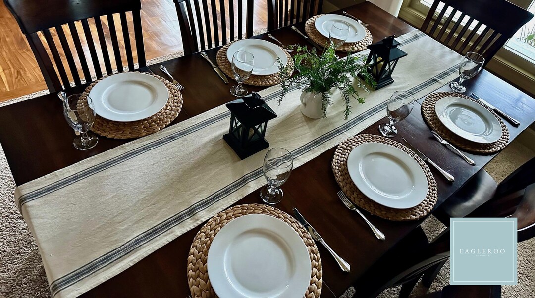 Rustic Farmhouse Table Runner | Grain Sack Table Runner | French ...