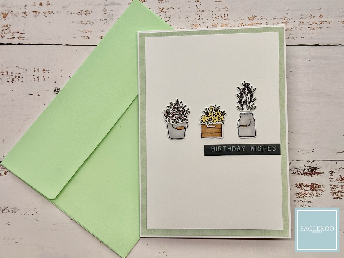Birthday Wishes Card Happy Birthday Card Birthday Card Flower Buckets ...