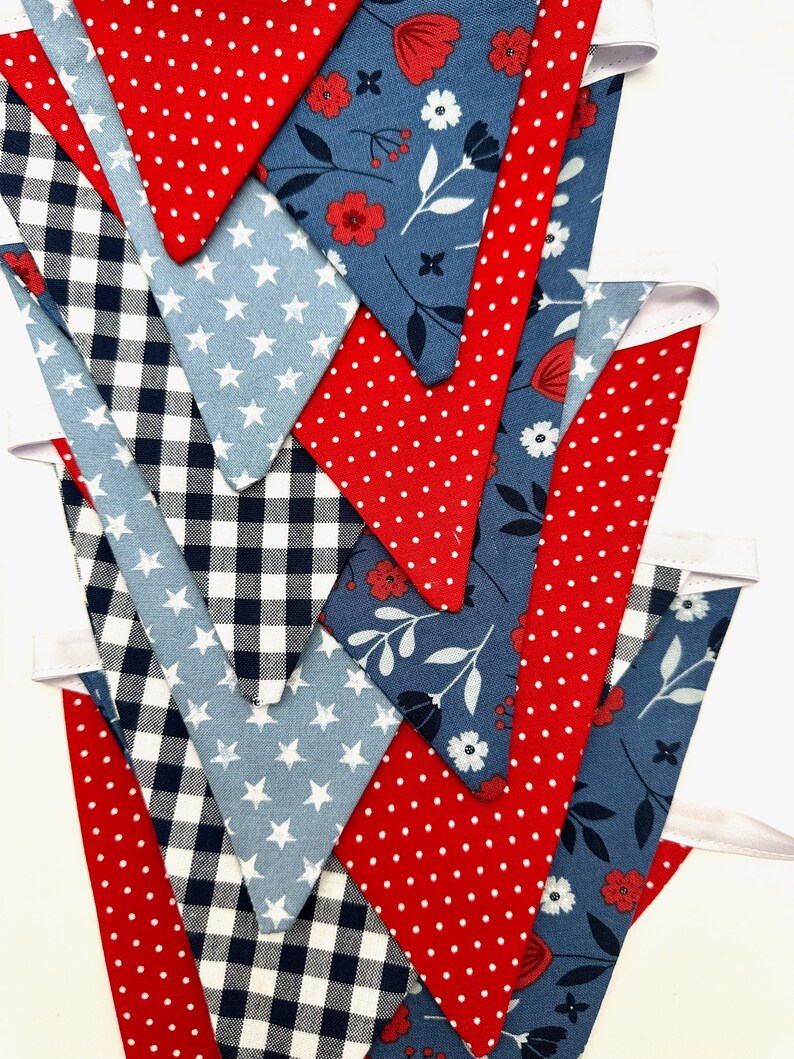 Red and Blue Patriotic Bunting Summer Decor Bunting 129 Inches 327 Cm ...