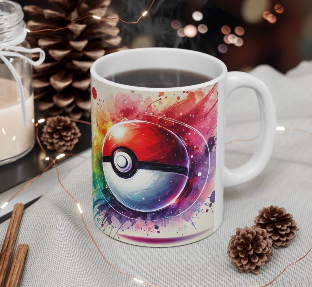 Pokemon Pokeball Watercolor Printed Ceramic Mug, 11oz - Etsy
