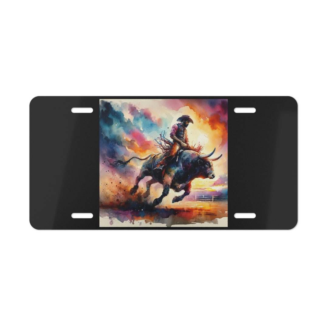 Wild West Bull Rider Vanity Plate - Etsy