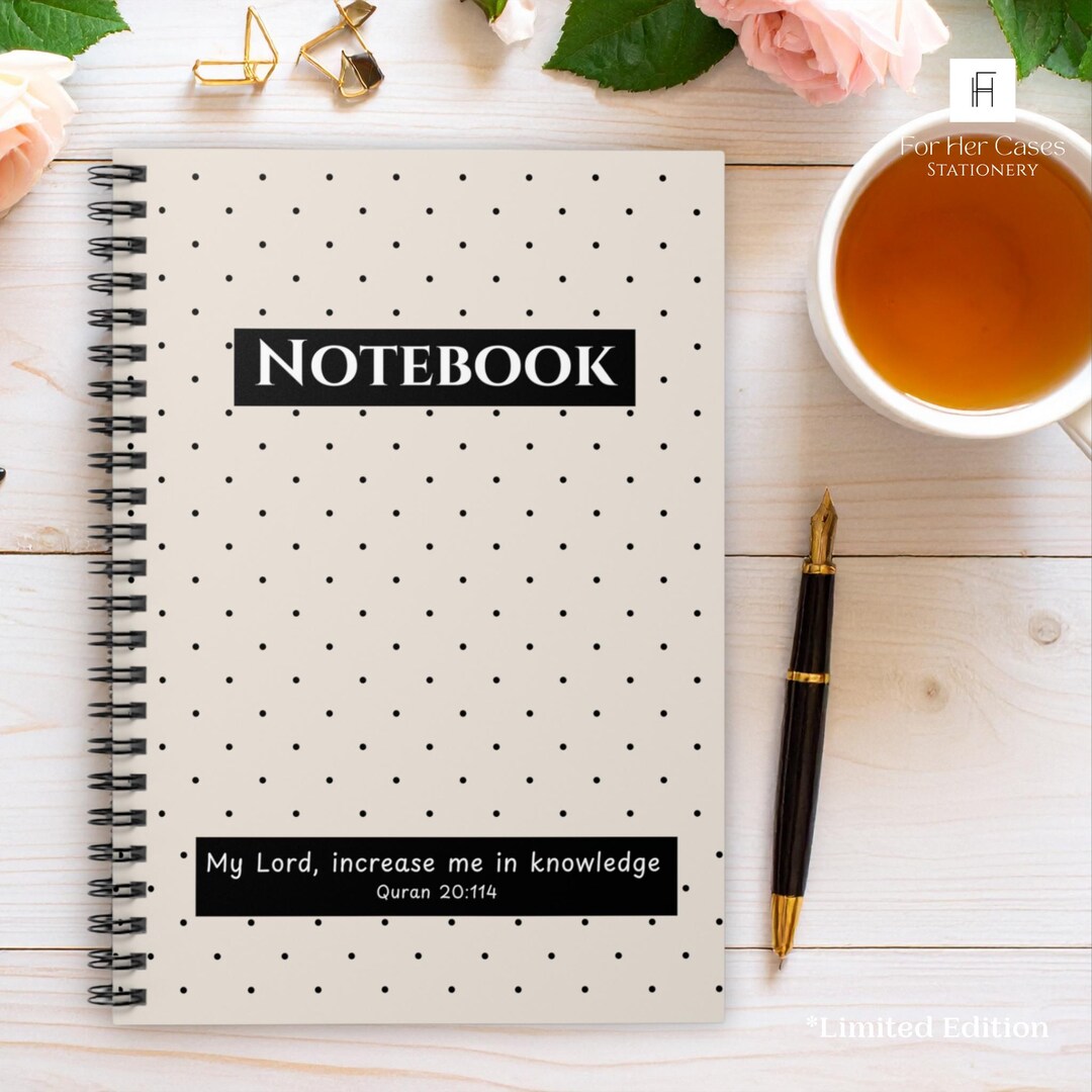 Islamic Spiral Notebook, Beige Polka Dot Design, Quran Verse - Etsy