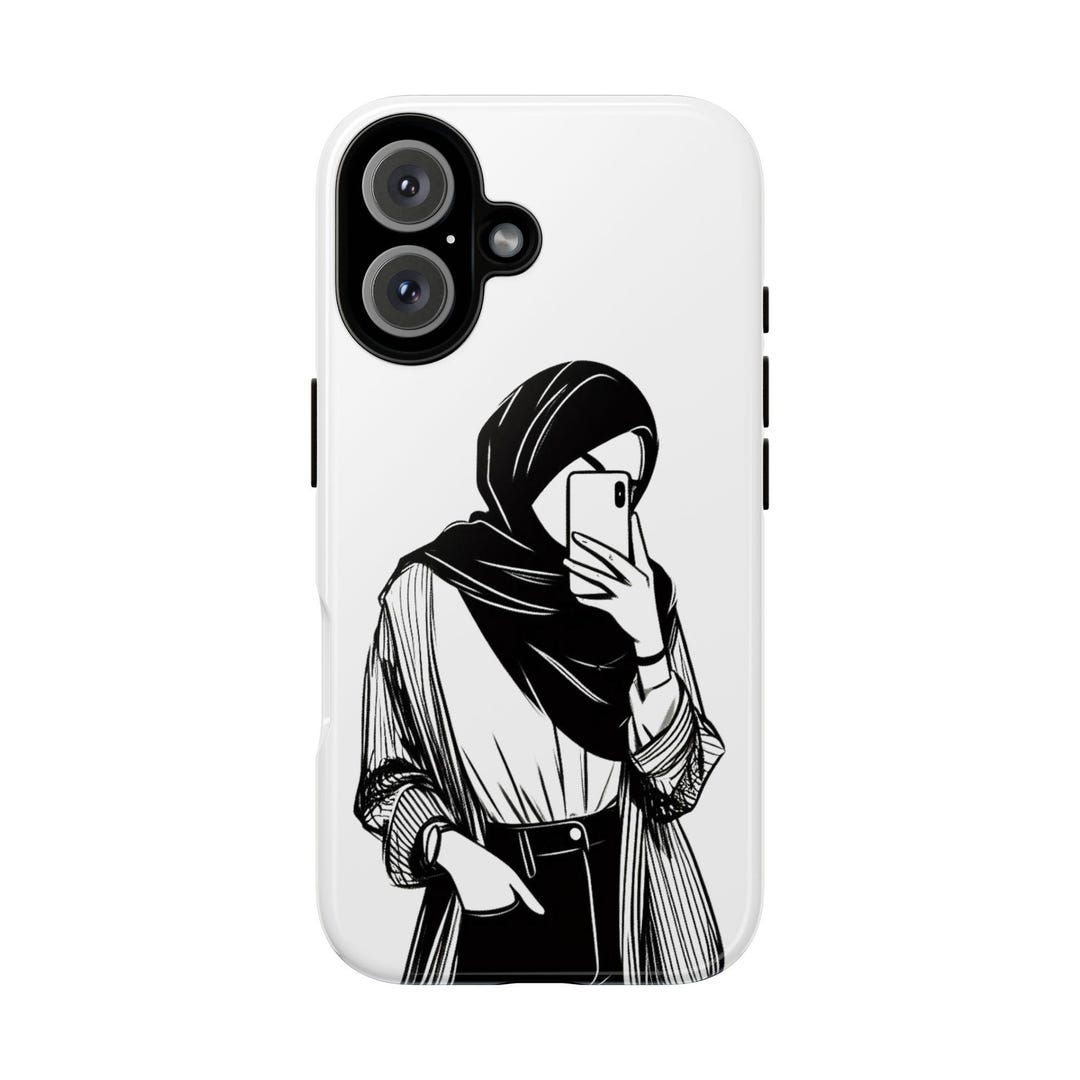 Mirror Selfie Hijabi Tough Phone Case iPhone 16, 15, 14, 13, 12, Plus ...
