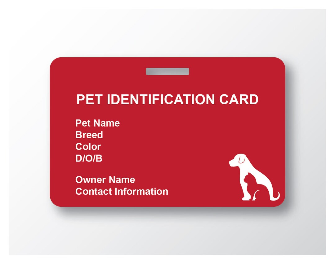Custom Pet ID Card Personalized Pet Identification Tag for Dogs and ...