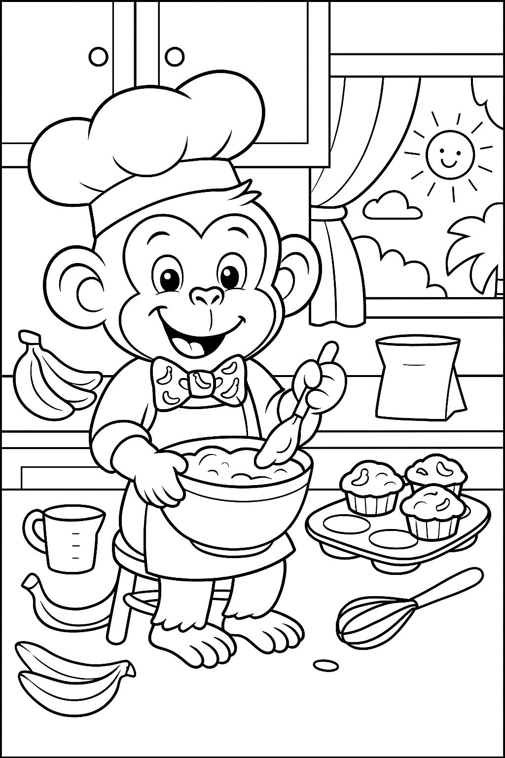 Monkey Chef Coloring Poster for Kids – Large Printable Poster 18x24 ...