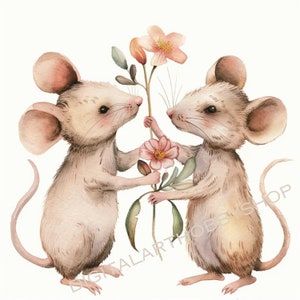 Whimsical Mice With Wildflowers Clipart 21 High Quality Transparent ...