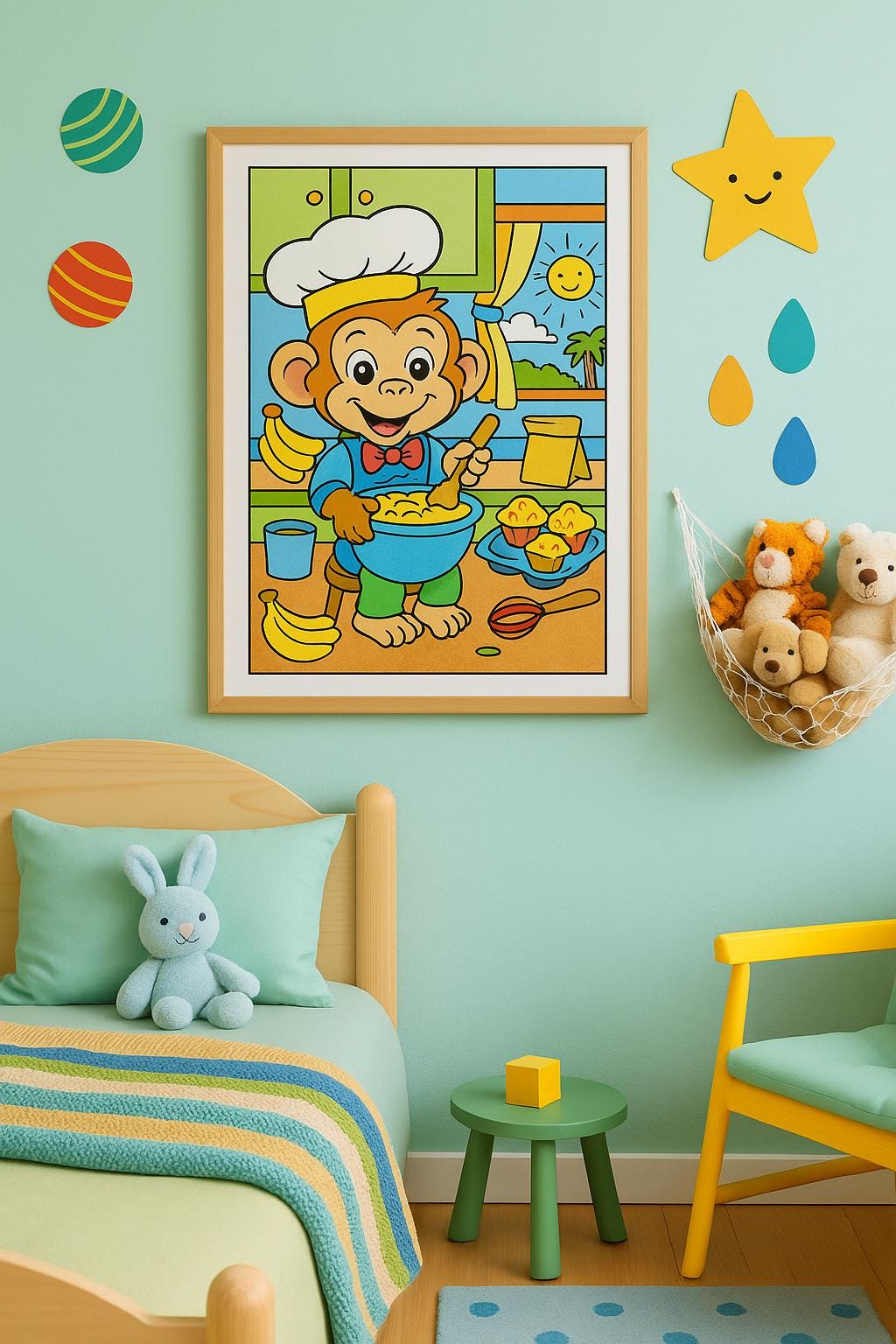Monkey Chef Coloring Poster for Kids – Large Printable Poster 18x24 ...