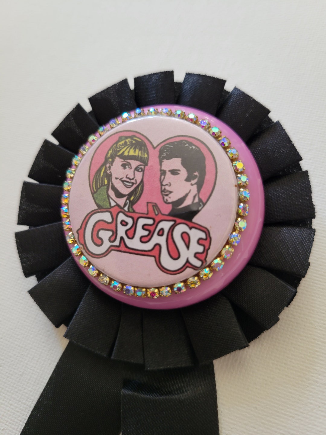 Rebellious Rosette Award Ribbon Brooch Badge Grease Movie Olivia Newton ...