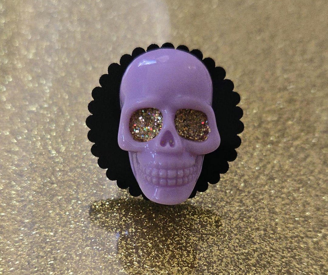 Purple Skull Glitter Statement Ring Emo Elder Millenial Scene Queen - Etsy