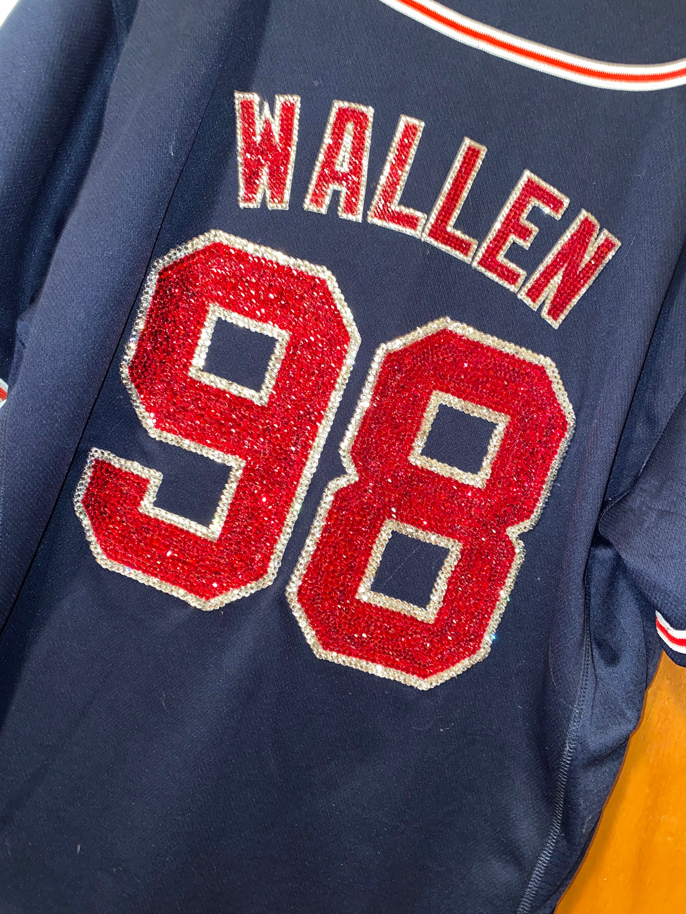 Rhinestone Morgan Wallen 98 Braves Jersey - Personalization Available ...