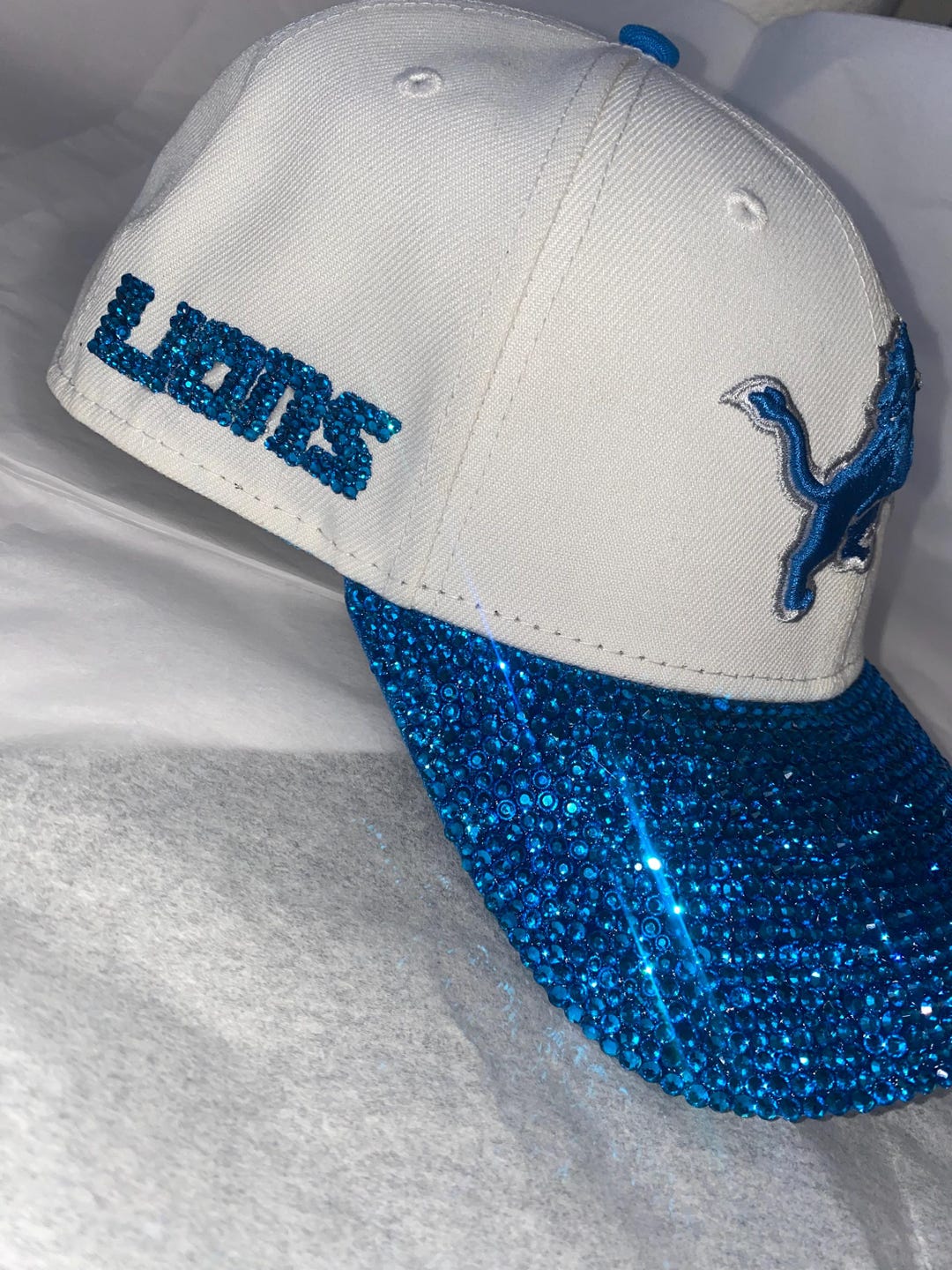 Detroit Lions Rhinestone Hat - White - Etsy