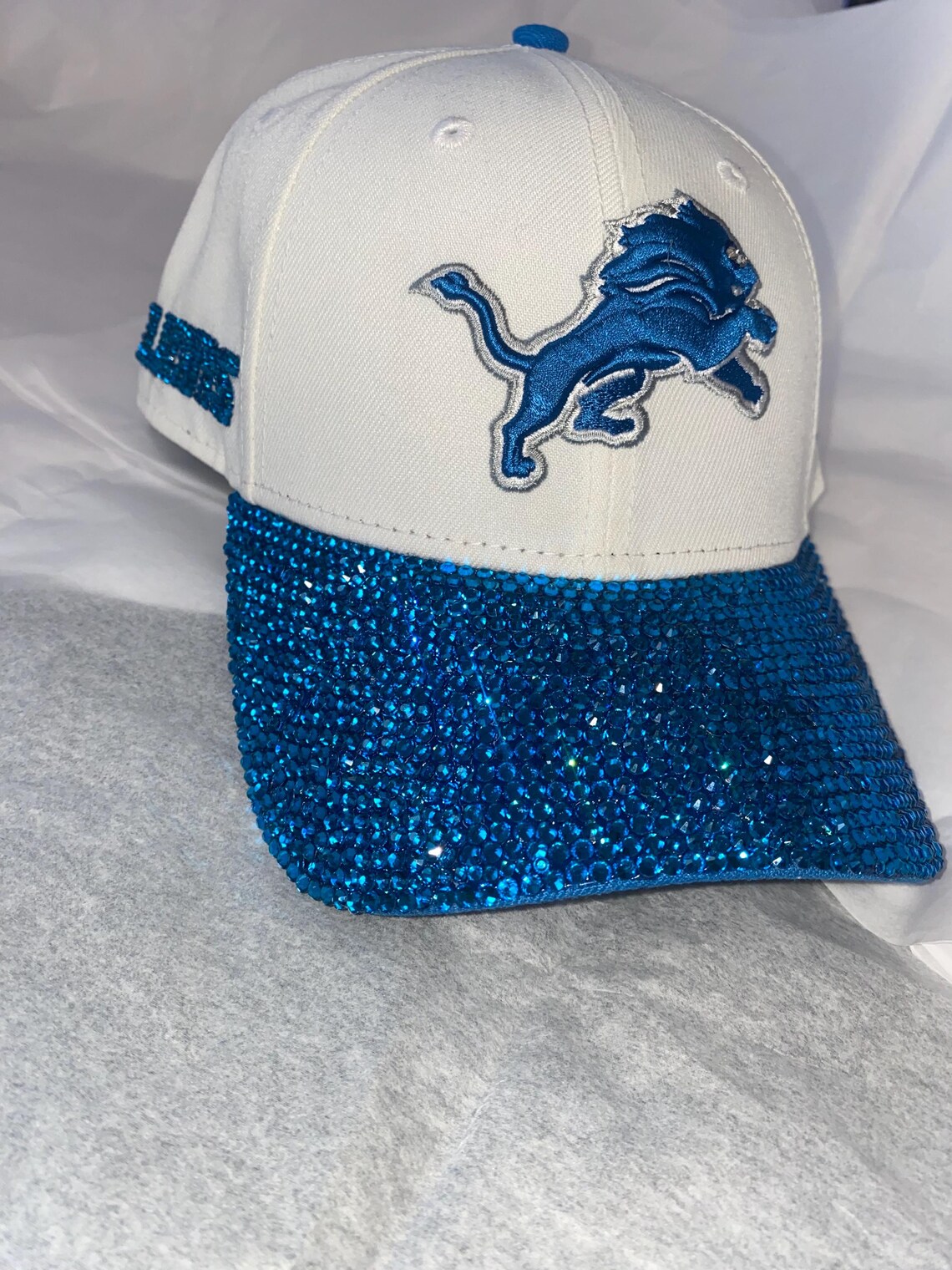 Detroit Lions Rhinestone Hat - White - Etsy