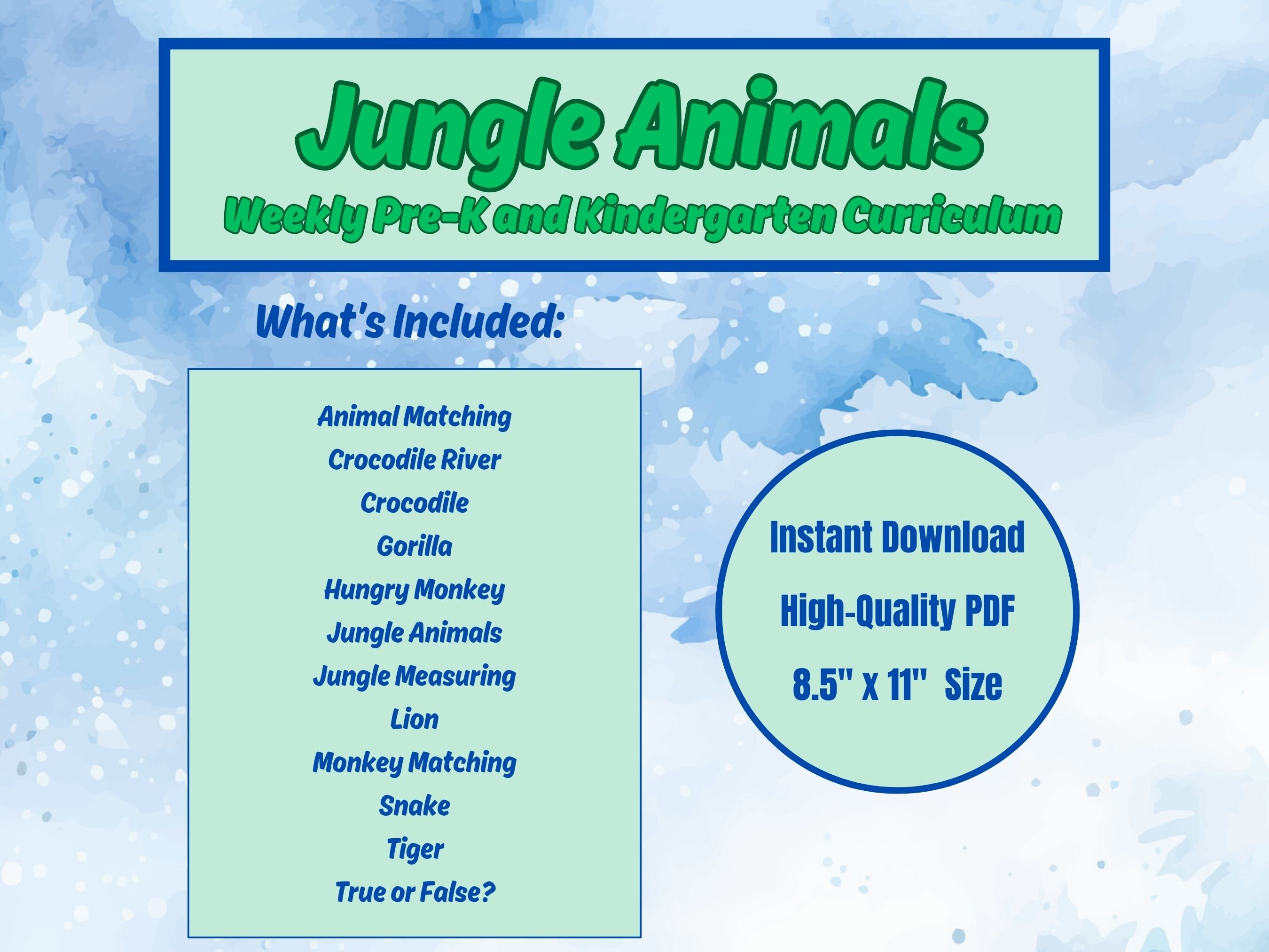 Jungle Animals Curriculum for Early Learners. Weekly Curriculum for ...