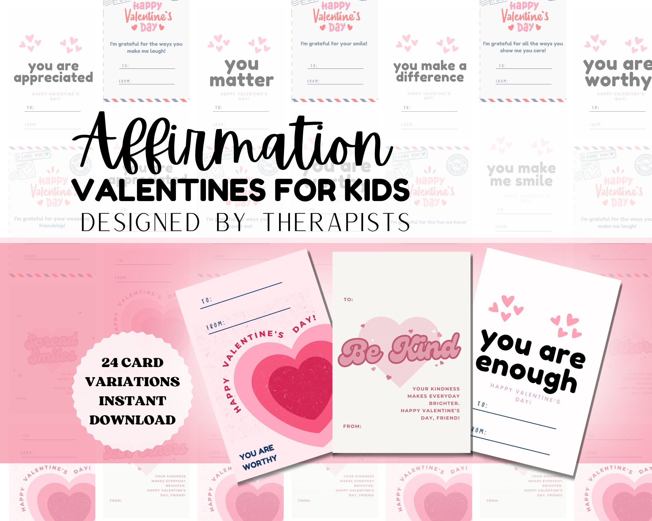 AFFIRMATION VALENTINES for Kids Classroom Valentines Class Valentines ...