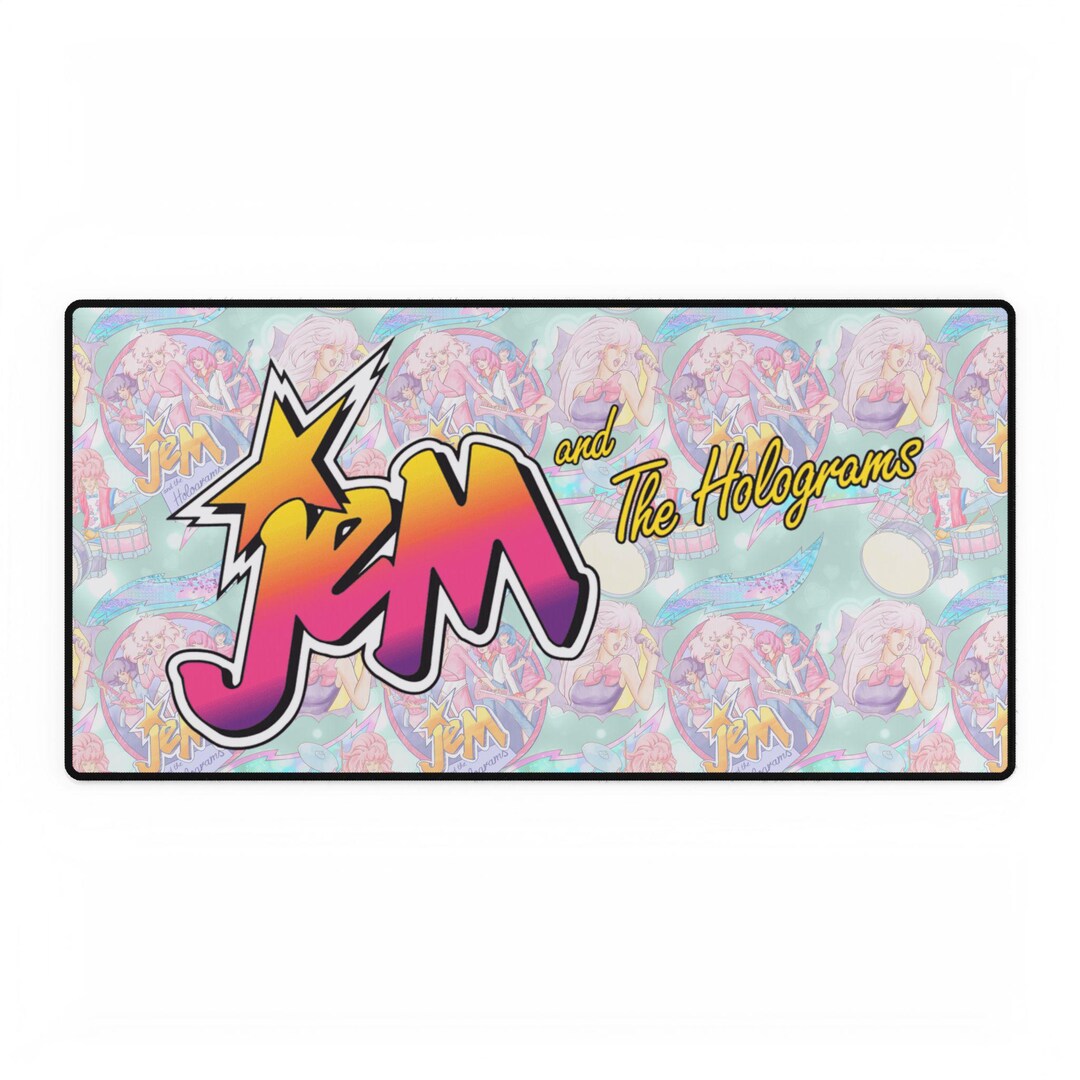 80s Cartoon Popstar Desk Mat, Neon Retro Hologram Style, Outrageous ...