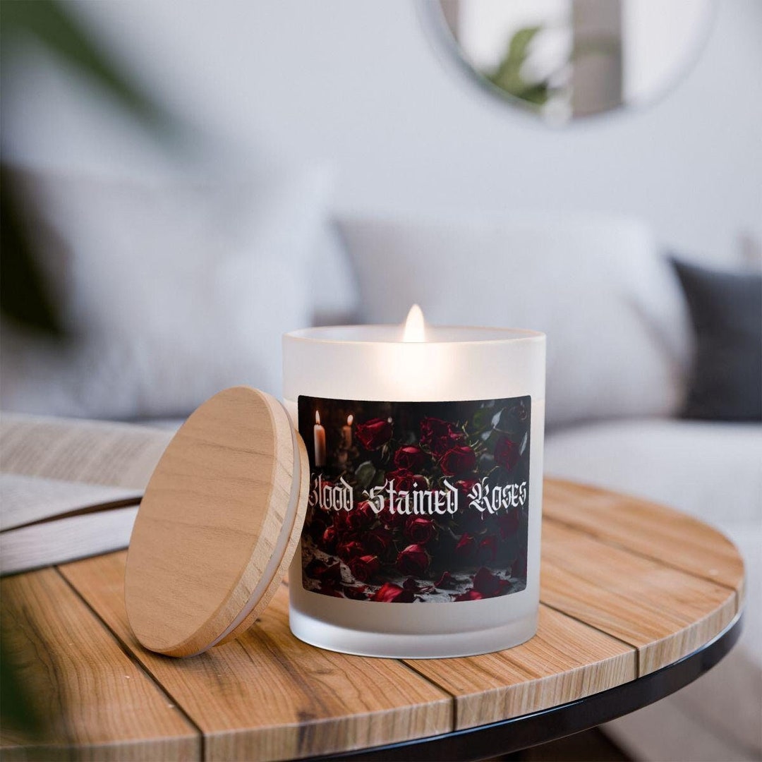Blood Stained Roses, Frosted Glass Candle, 11oz, Soy Wax Candle, Candle ...