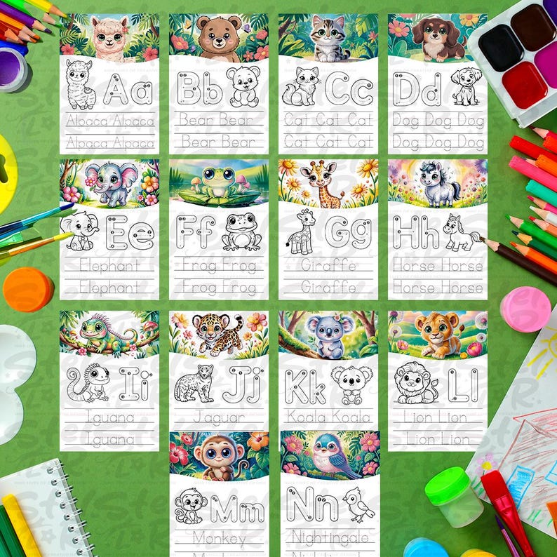 Cute Animals Alphabet Worksheets A-Z – Upper & Lowercase | Letter ...