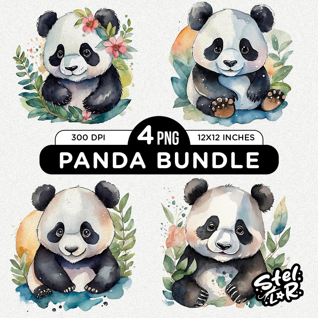 Panda PNG, Panda Clipart, Panda Watercolor Clipart, Cute Panda ...