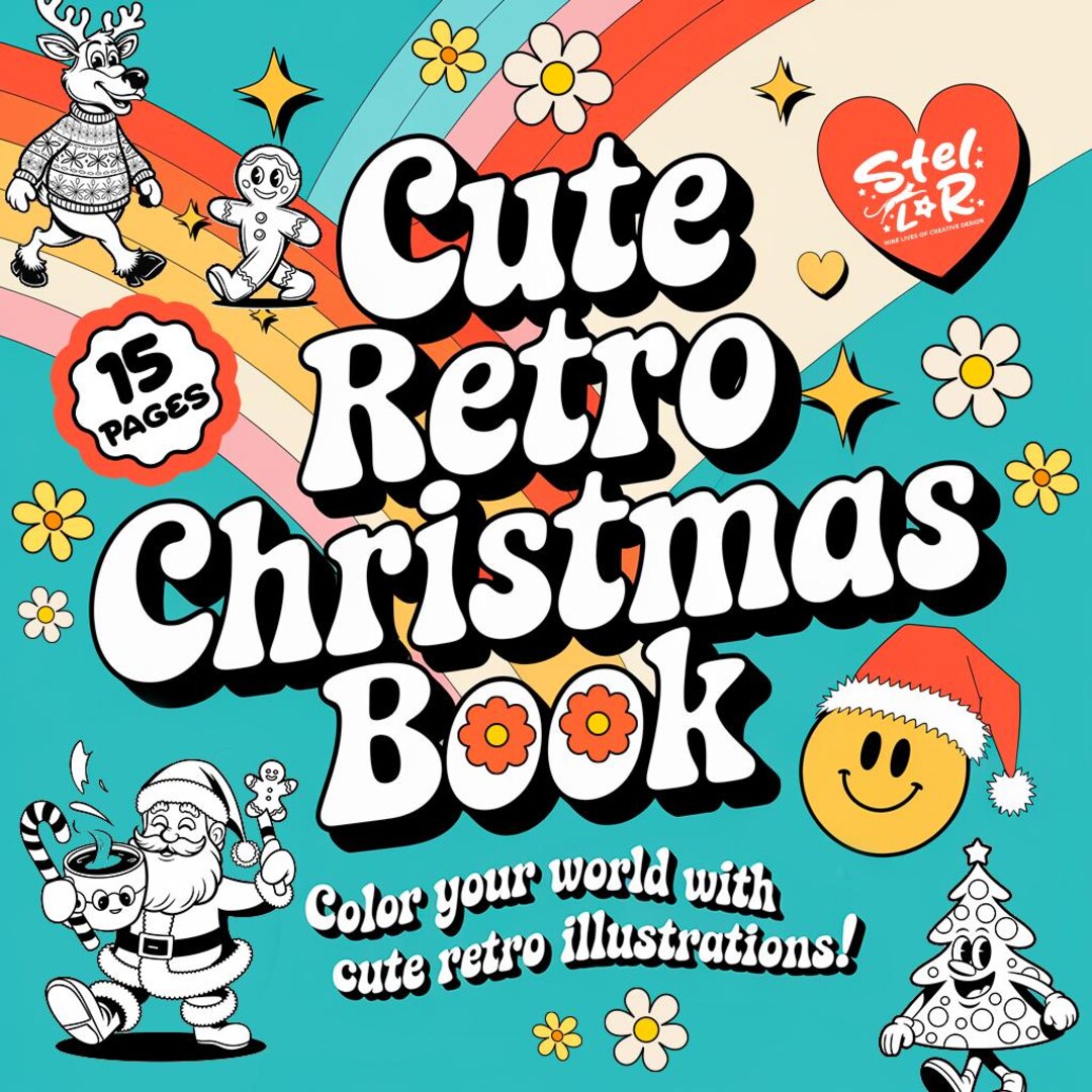 Cute Retro Christmas Coloring Pages Printable Cute Holiday Coloring ...