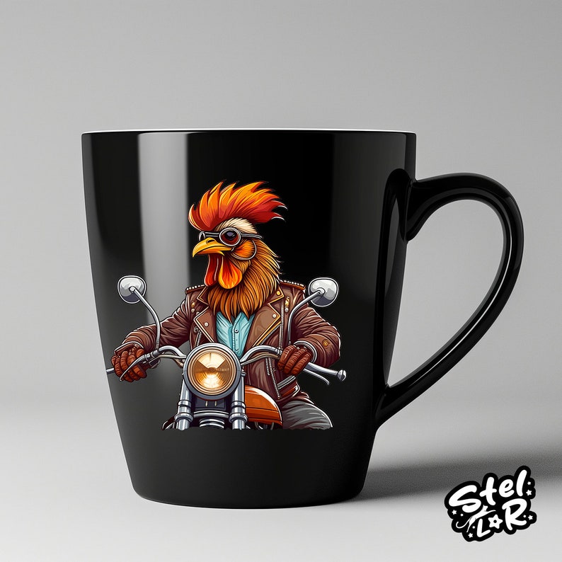 4 Rooster Big Bikes Clipart Bundle, Chicken Animal PNG, High-quality ...