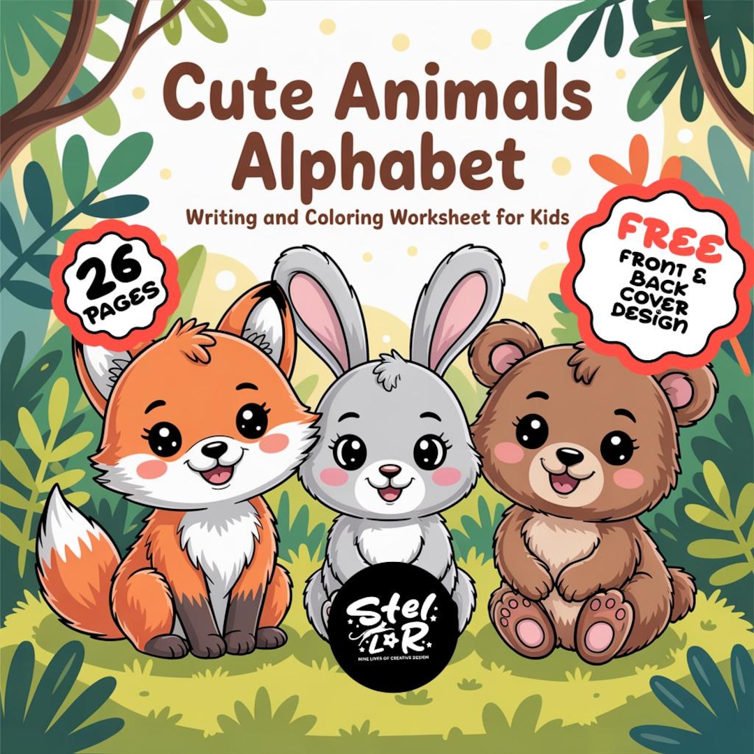Cute Animals Alphabet Worksheets A-Z – Upper & Lowercase | Letter ...