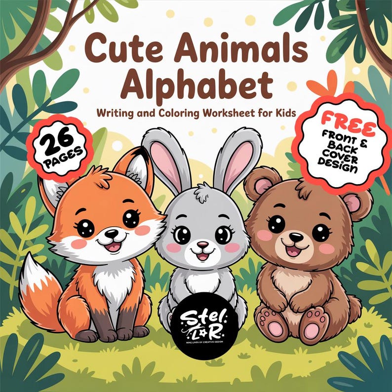 Cute Animals Alphabet Worksheets A-Z – Upper & Lowercase | Letter ...