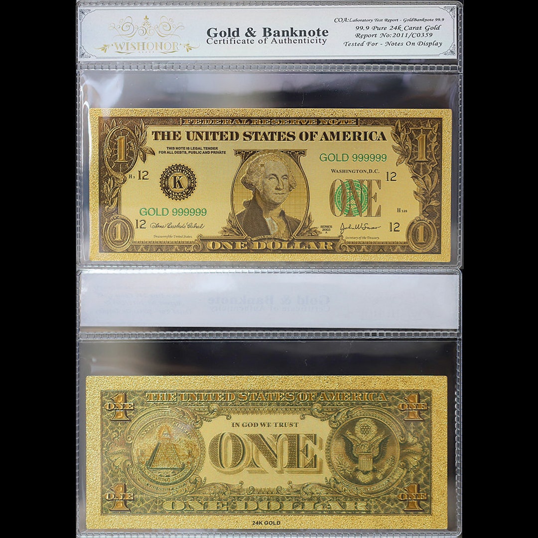 Gold 2003 1 One Dollar Banknote Collectible With Bag & Certificate - Etsy