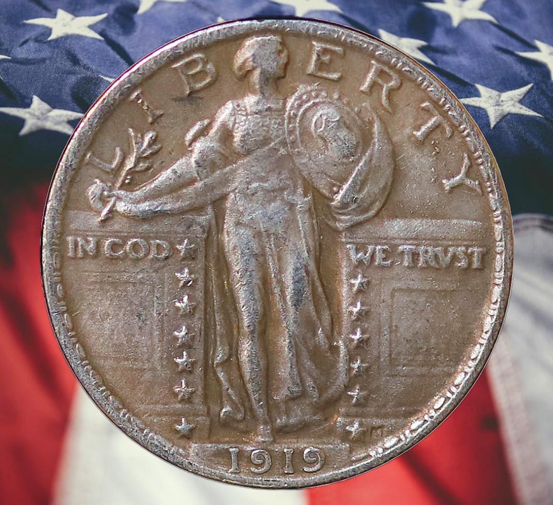 1919 Standing Liberty Quarter Dollar Silver Plated Coin - Circulated - Etsy