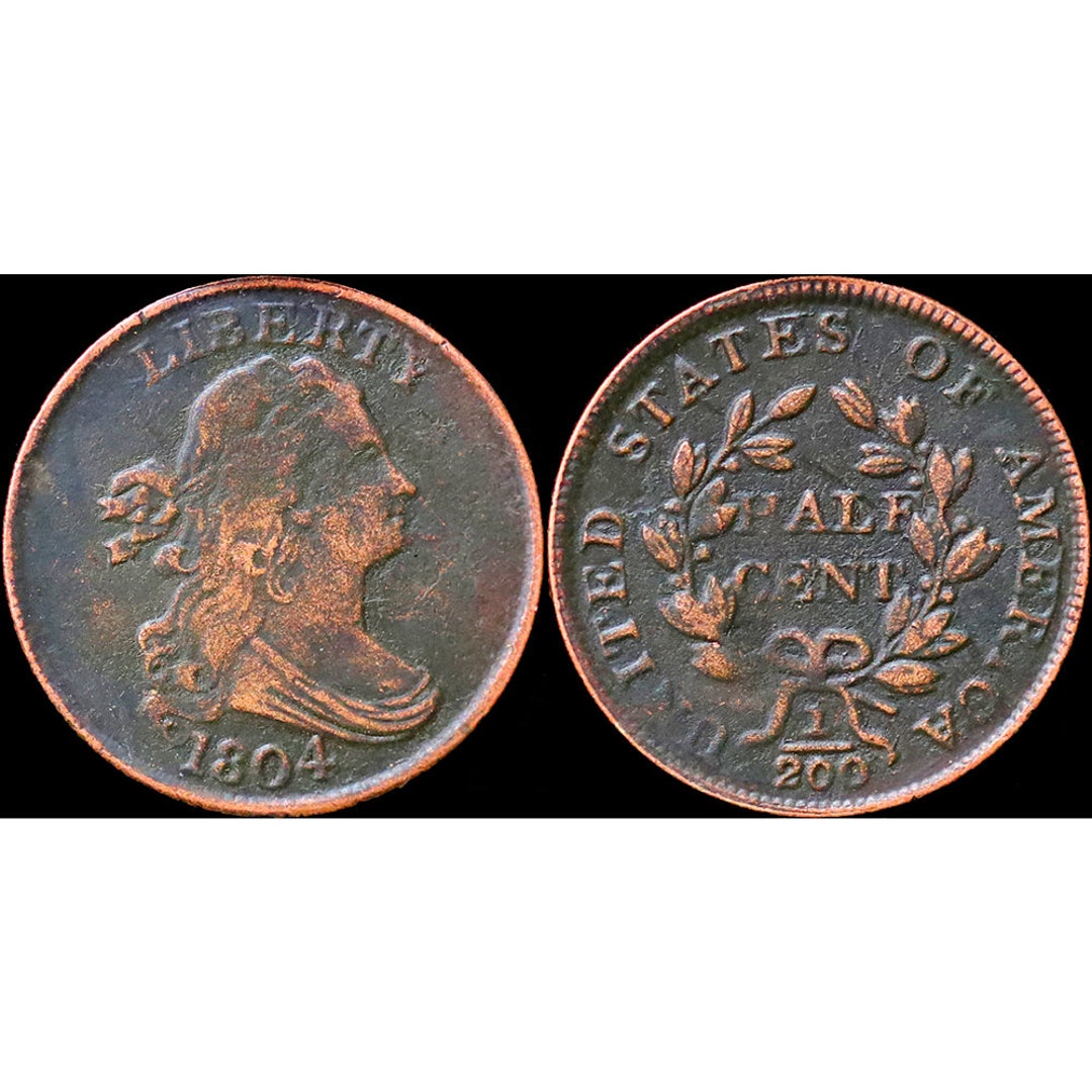 1804 Draped Bust Half Cent Copper Coin Circulated - Etsy