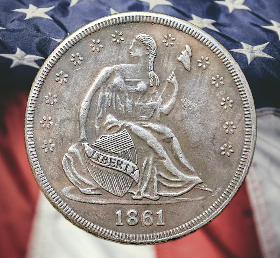 1861 Confederate Half Dollar Silver Plated Coin - Circulated - Etsy