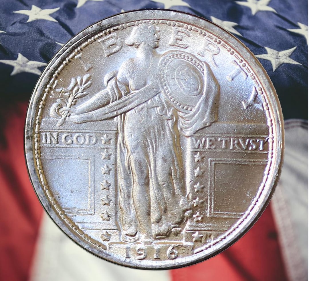 1916 Standing Liberty Quarter Dollar Silver Plated Coin - Uncirculated ...