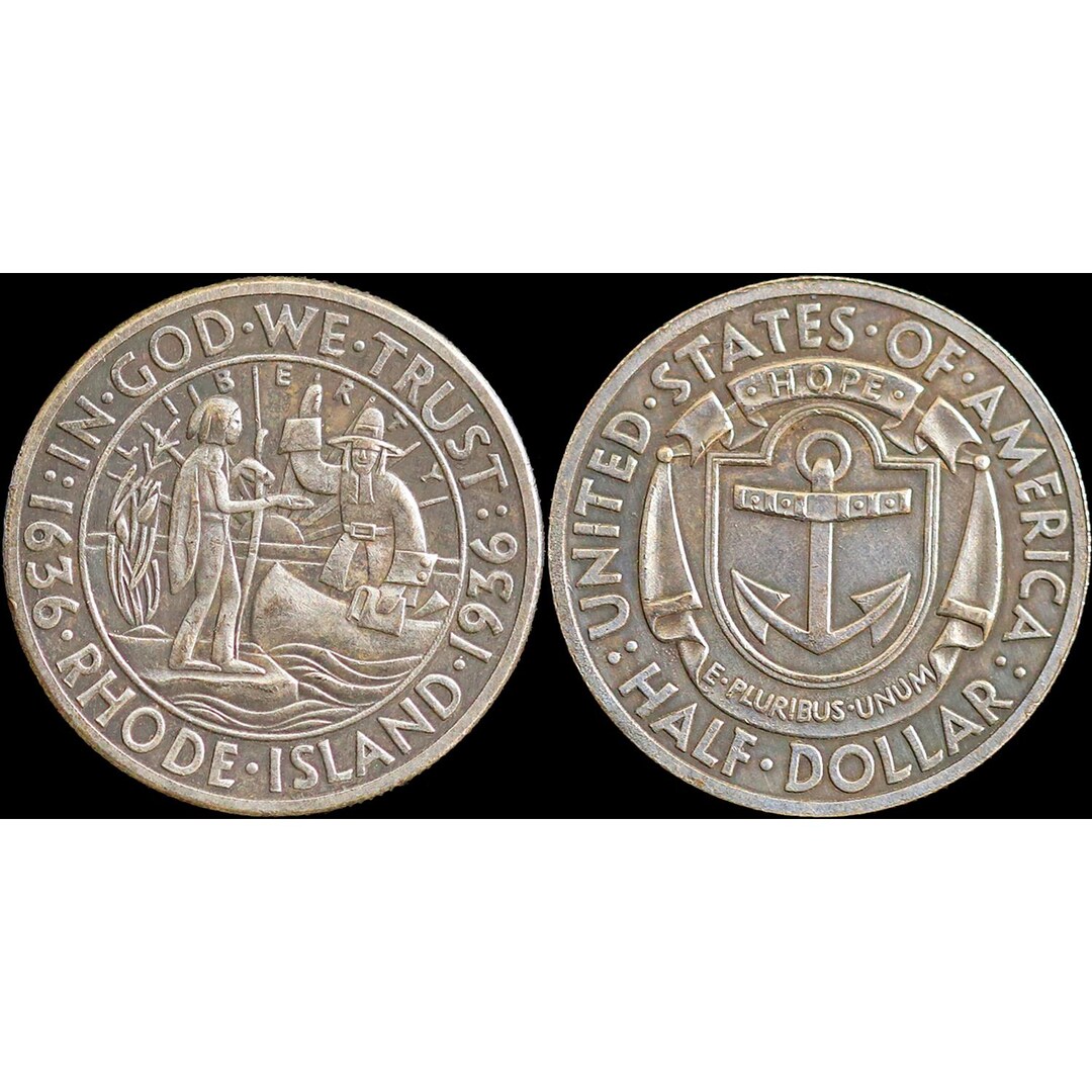 1936 Rhode Island Commemorative Half Dollar Coin Silver Plated ...
