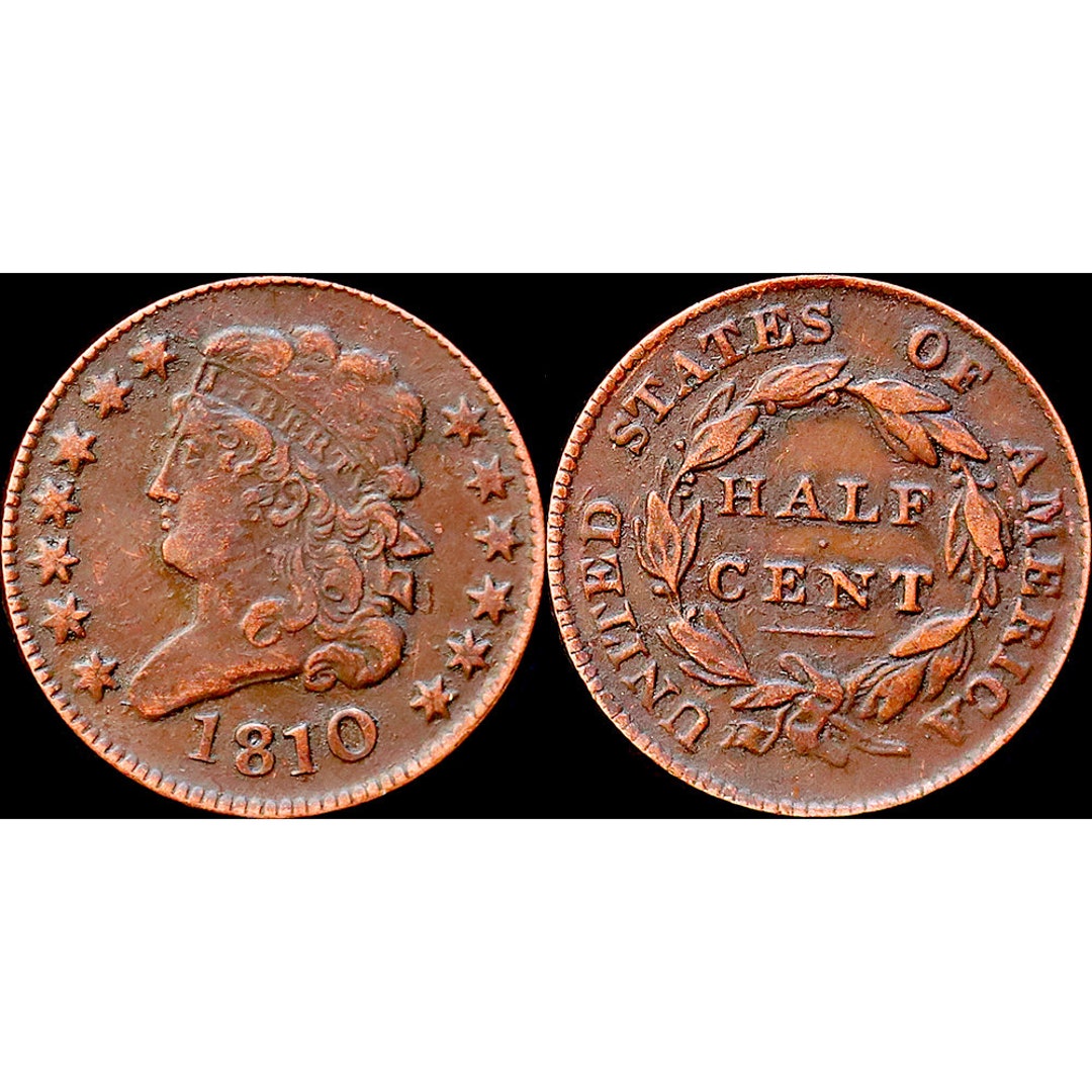 1810 Classic Head Half Cent Copper Coin - Circulated - Etsy