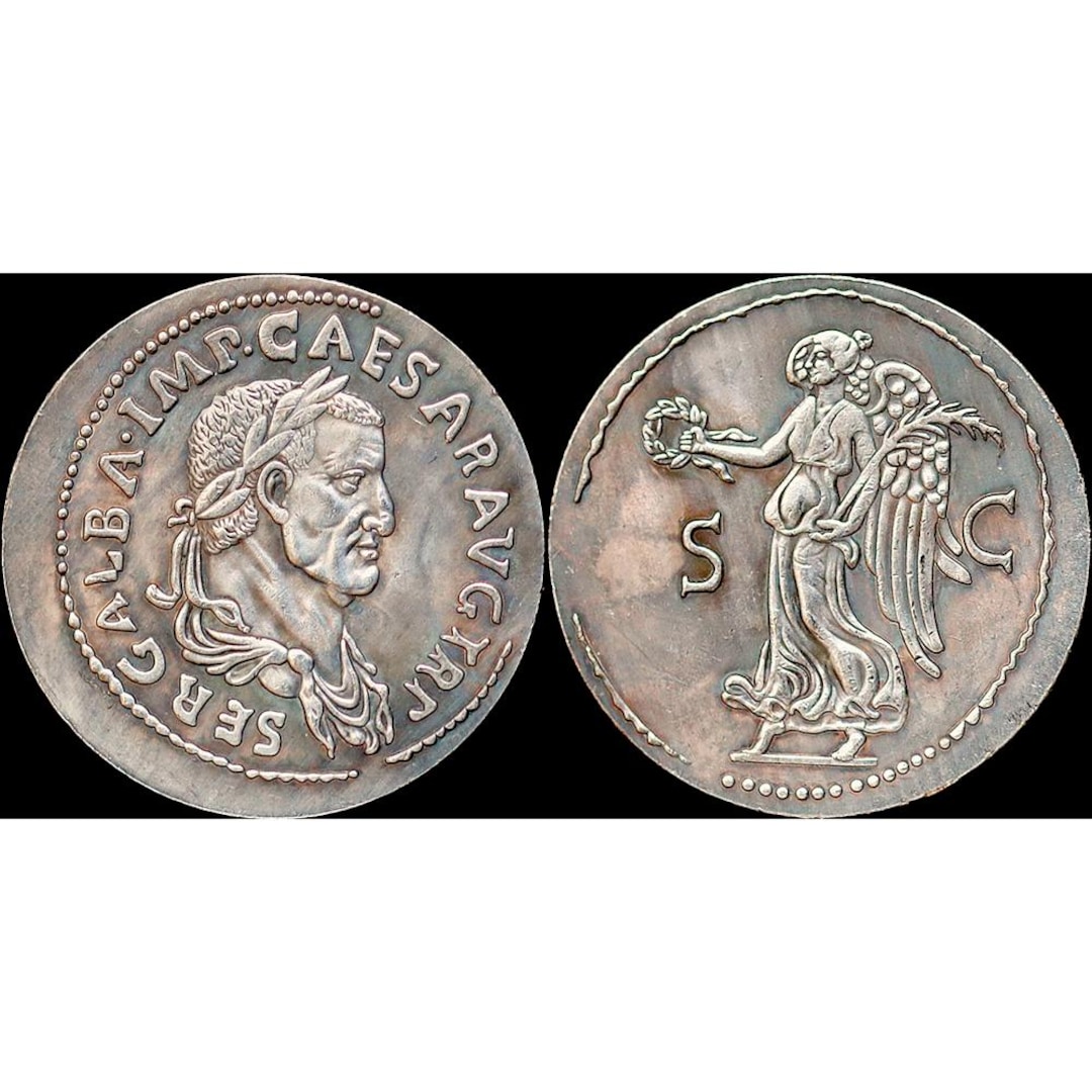 68-69 AD Ancient Roman Coin Emperor Caesar Galba - Silver Plated ...