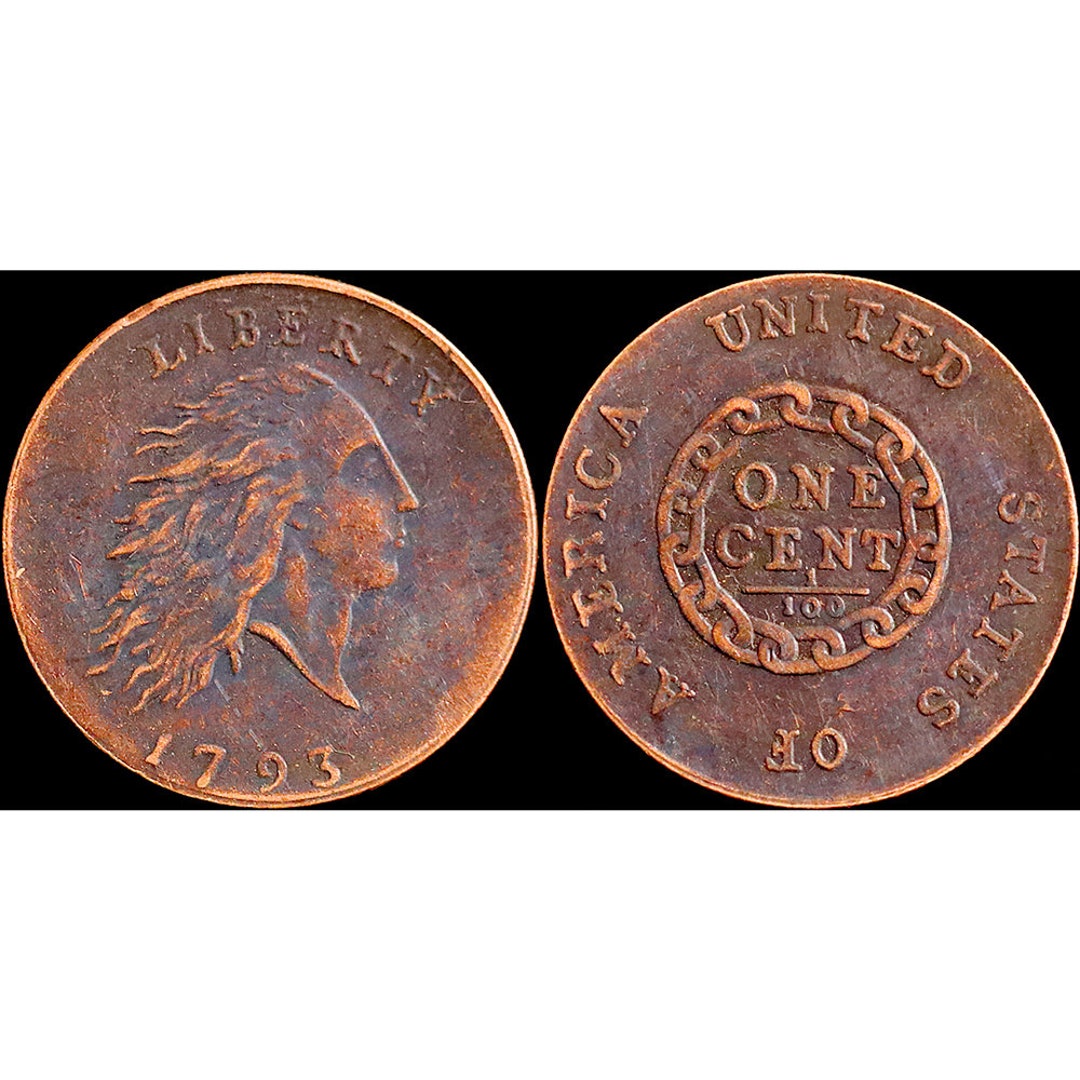 1793 Flowing Hair Large Cent AMERICA Without Periods Chain Reverse - Etsy