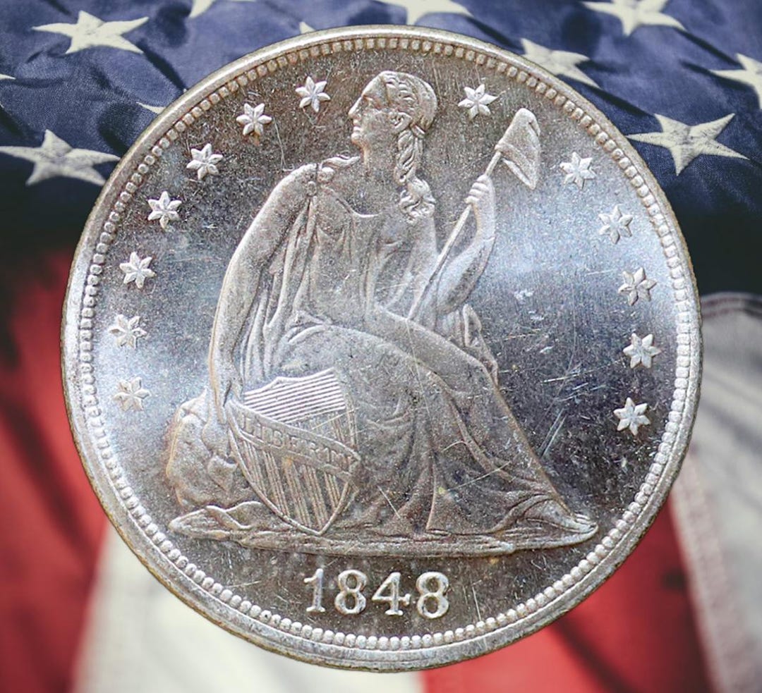 1848 Seated Liberty Dollar Silver Plated Coin - Uncirculated - Etsy