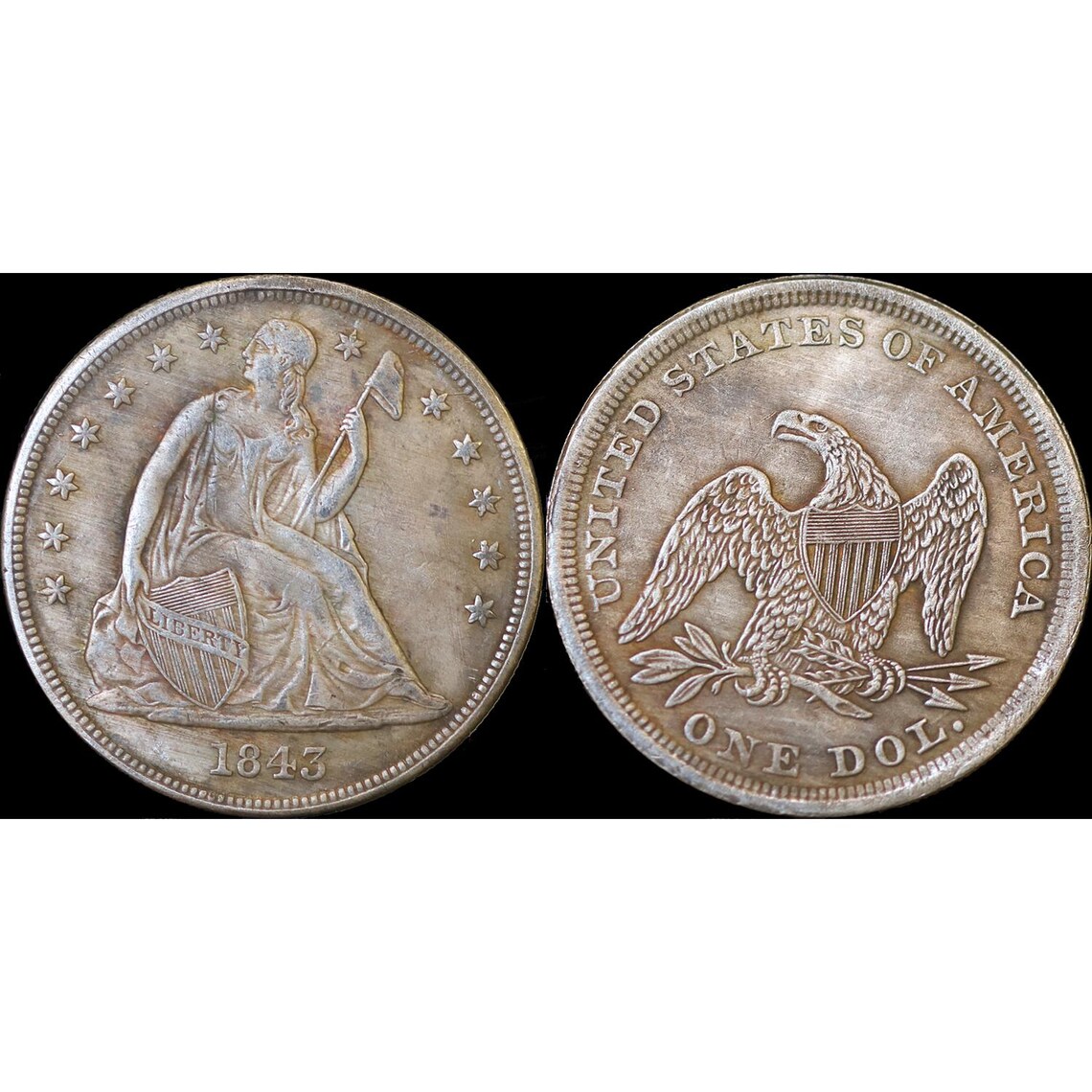 1843 Seated Liberty Dollar Silver Plated Coin - Circulated - Etsy
