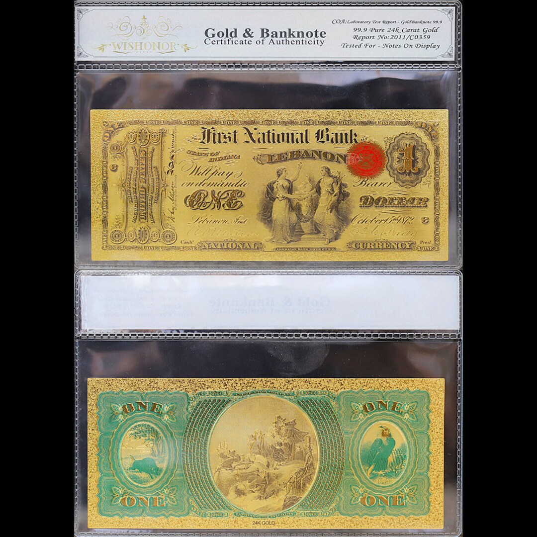 Gold 1865 1 One Dollar National Note Currency Banknote Collectible With ...