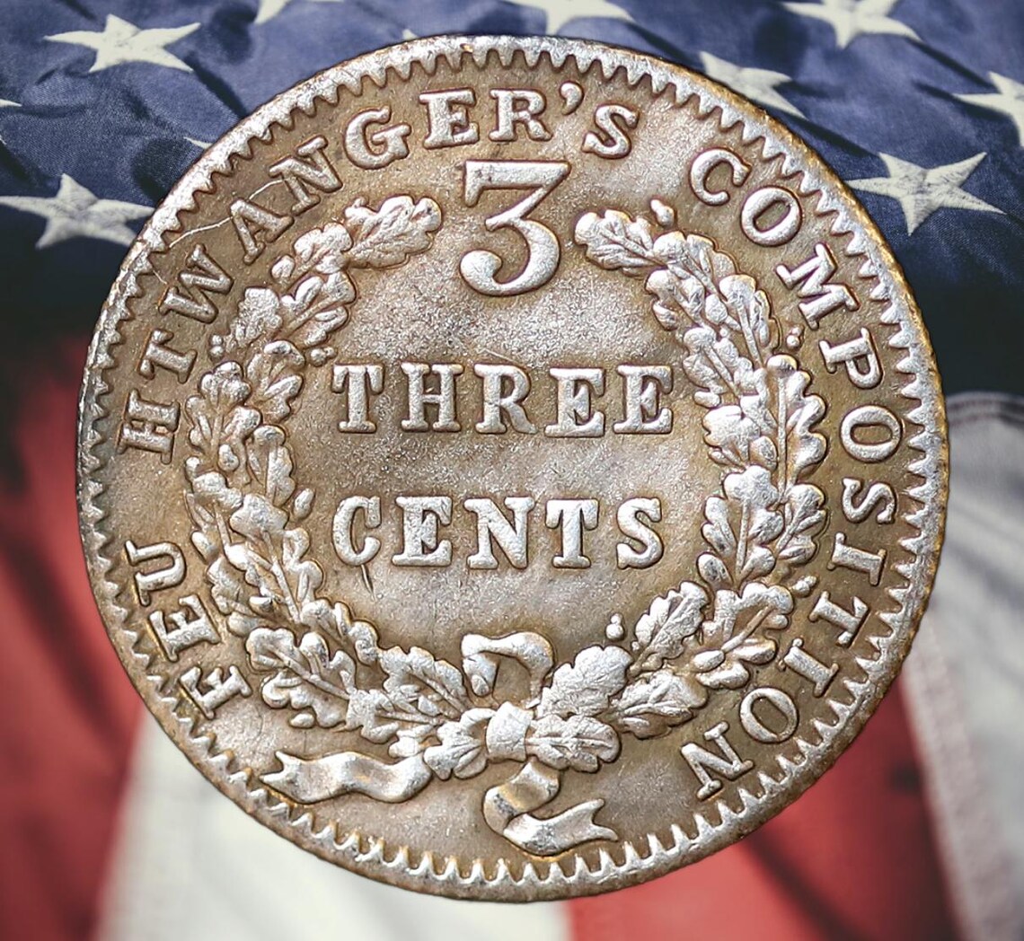 1837 Feuchtwanger Three Cent Eagle Silver Plated Coin - Circulated - Etsy