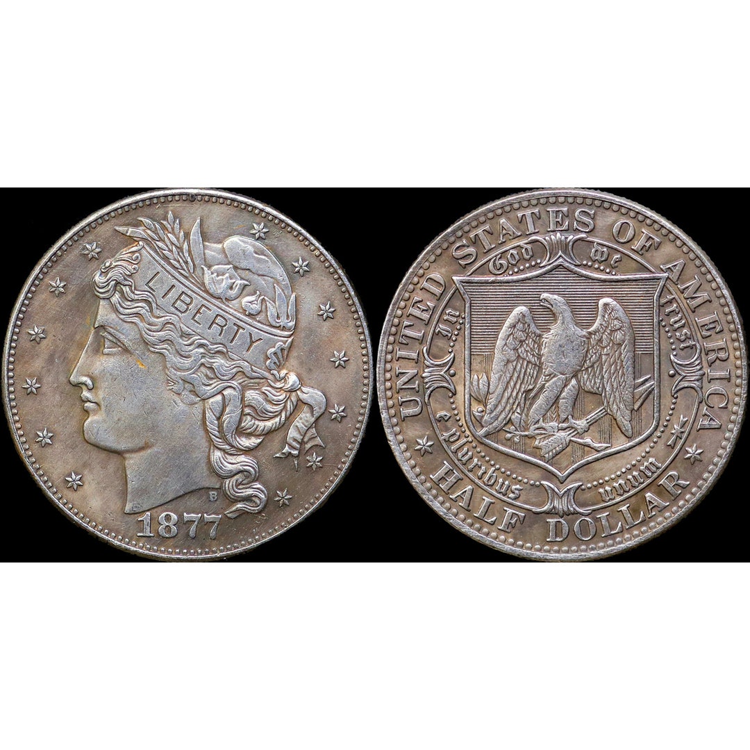 Pattern 1877 Banded Cap Head Half Dollar Silver Plated Coin ...
