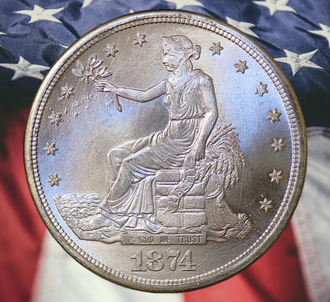 1874 Trade Dollar Silver Plated Coin - Uncirculated - Etsy