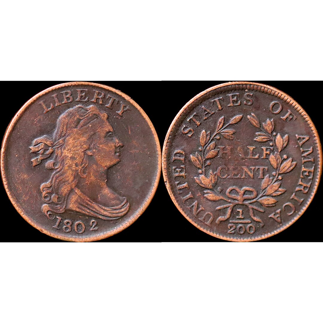 1802 Draped Bust Half Cent Copper Coin - Circulated - Etsy