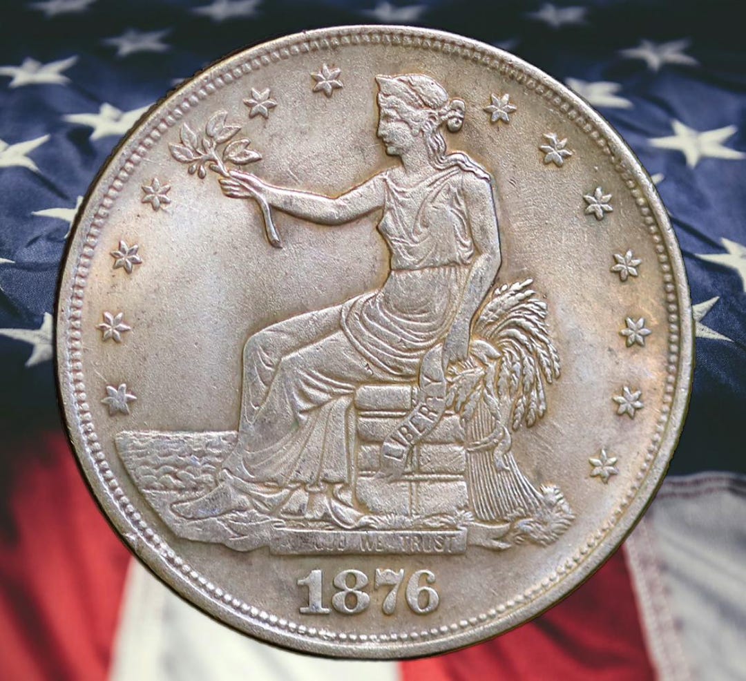 1876 Trade Dollar Silver Plated Coin - Circulated - Etsy