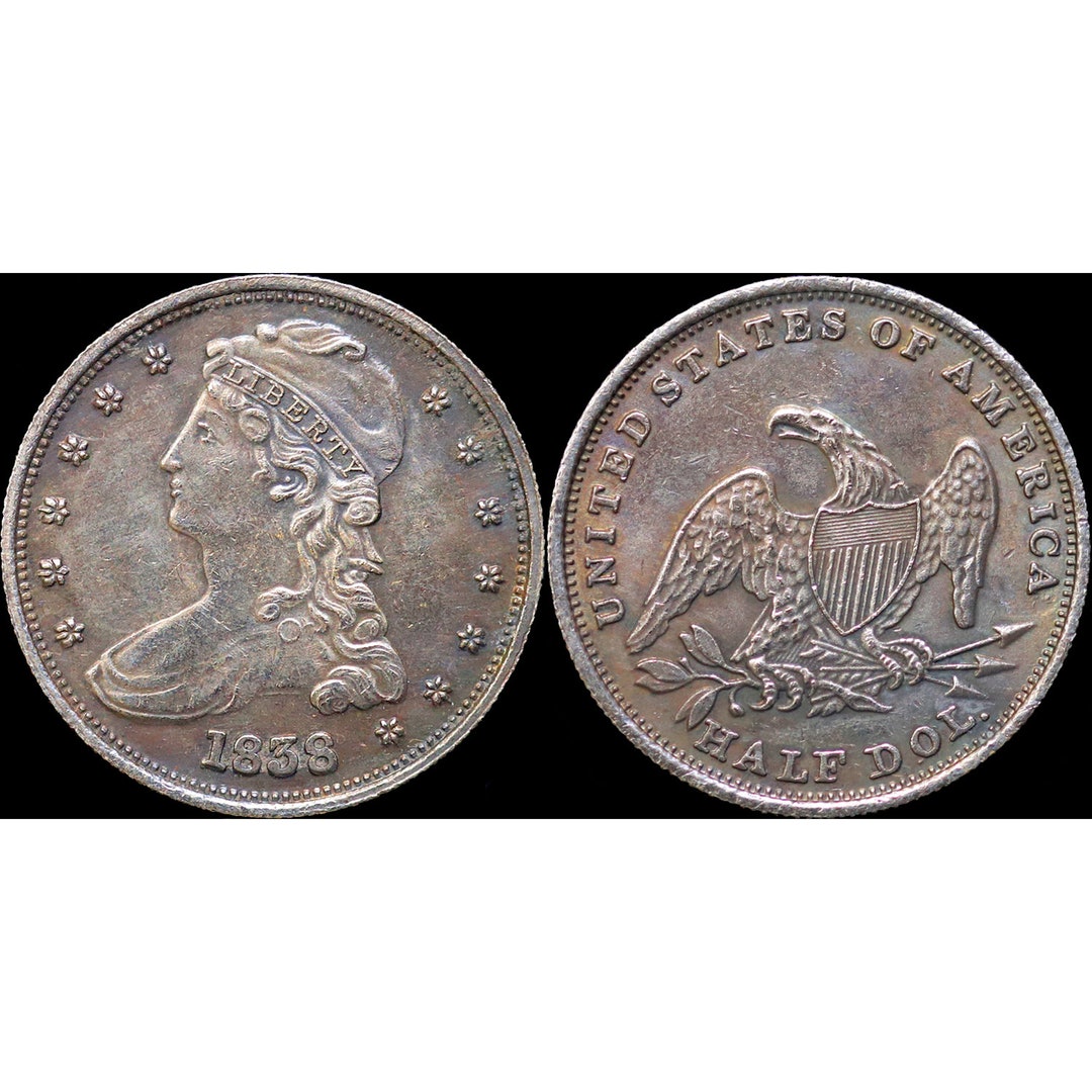 1838 Capped Bust Half Dollar Reeded Edge Silver Plated Coin ...