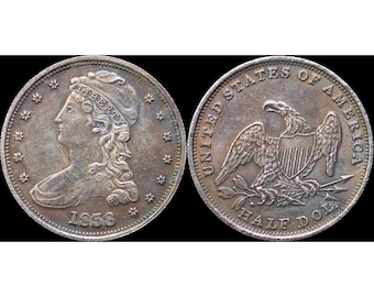 1836 Capped Bust Half Dollar Reeded Edge Silver Plated Coin ...