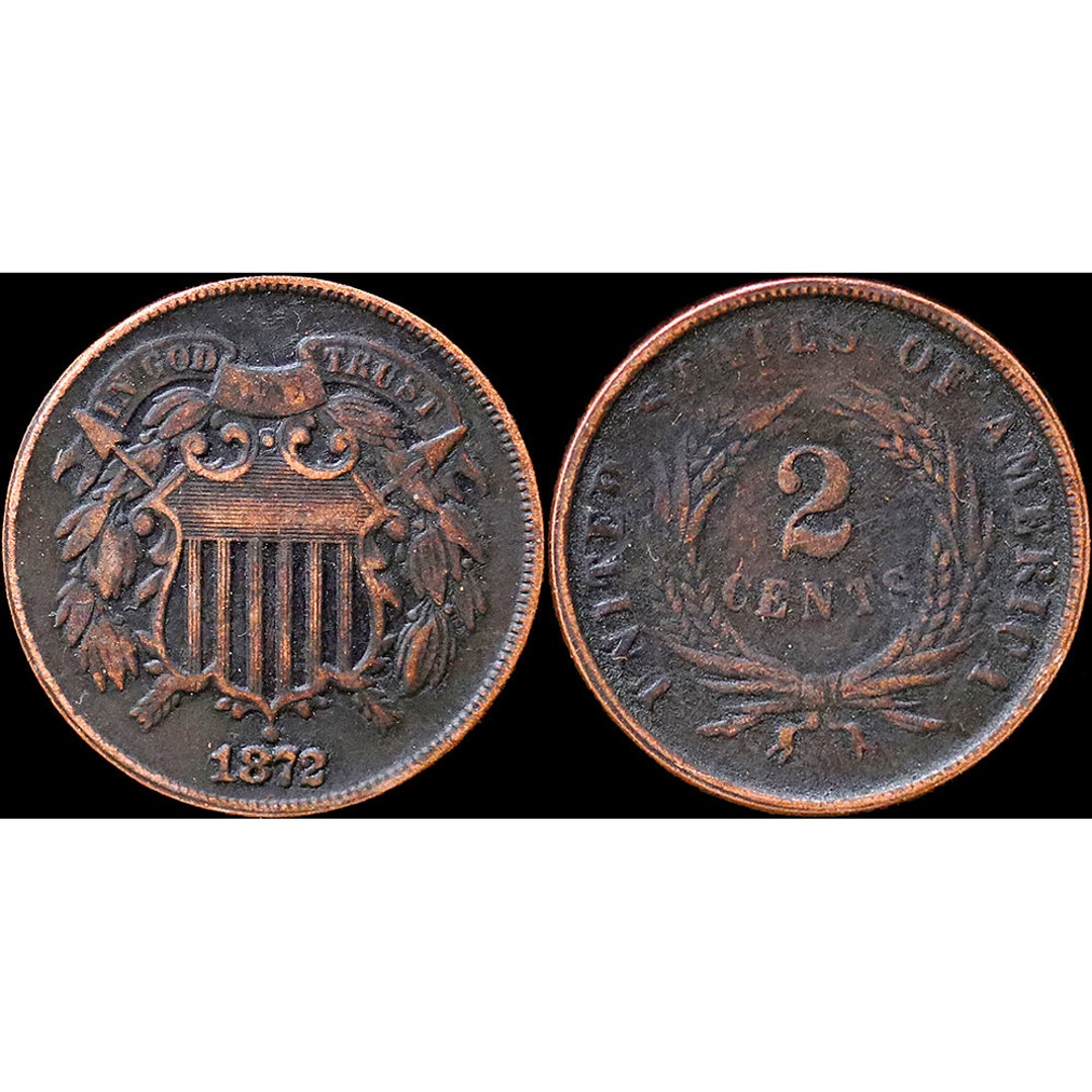 1872 Two Cent Piece Copper Coin - Circulated - Etsy