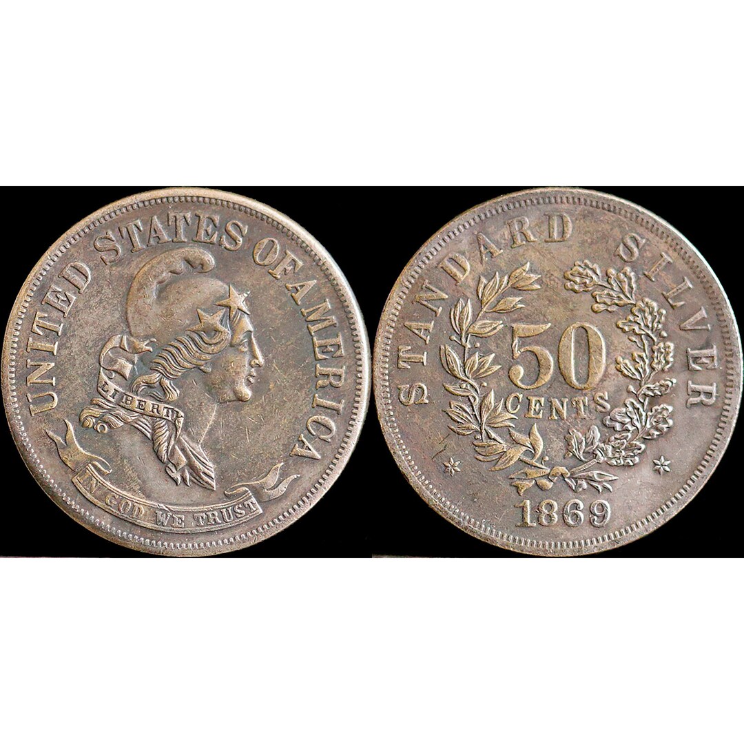 Pattern 1869 Liberty Head Standard Half Dollar Type 1 Silver Plated ...