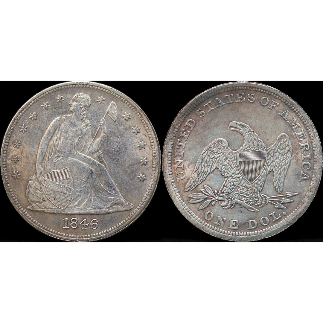 1846 Seated Liberty Silver Dollar Coin Silver Plated - Circulated - Etsy