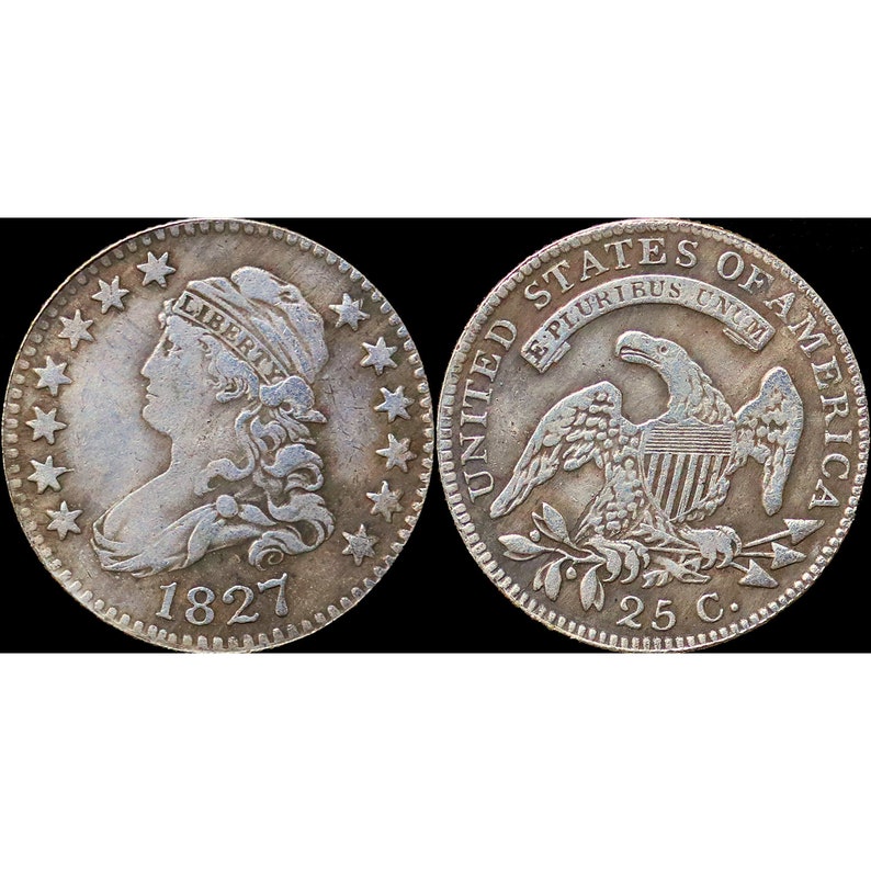 1827 Capped Bust Quarter Dollar Silver Plated Coin - Circulated - Etsy
