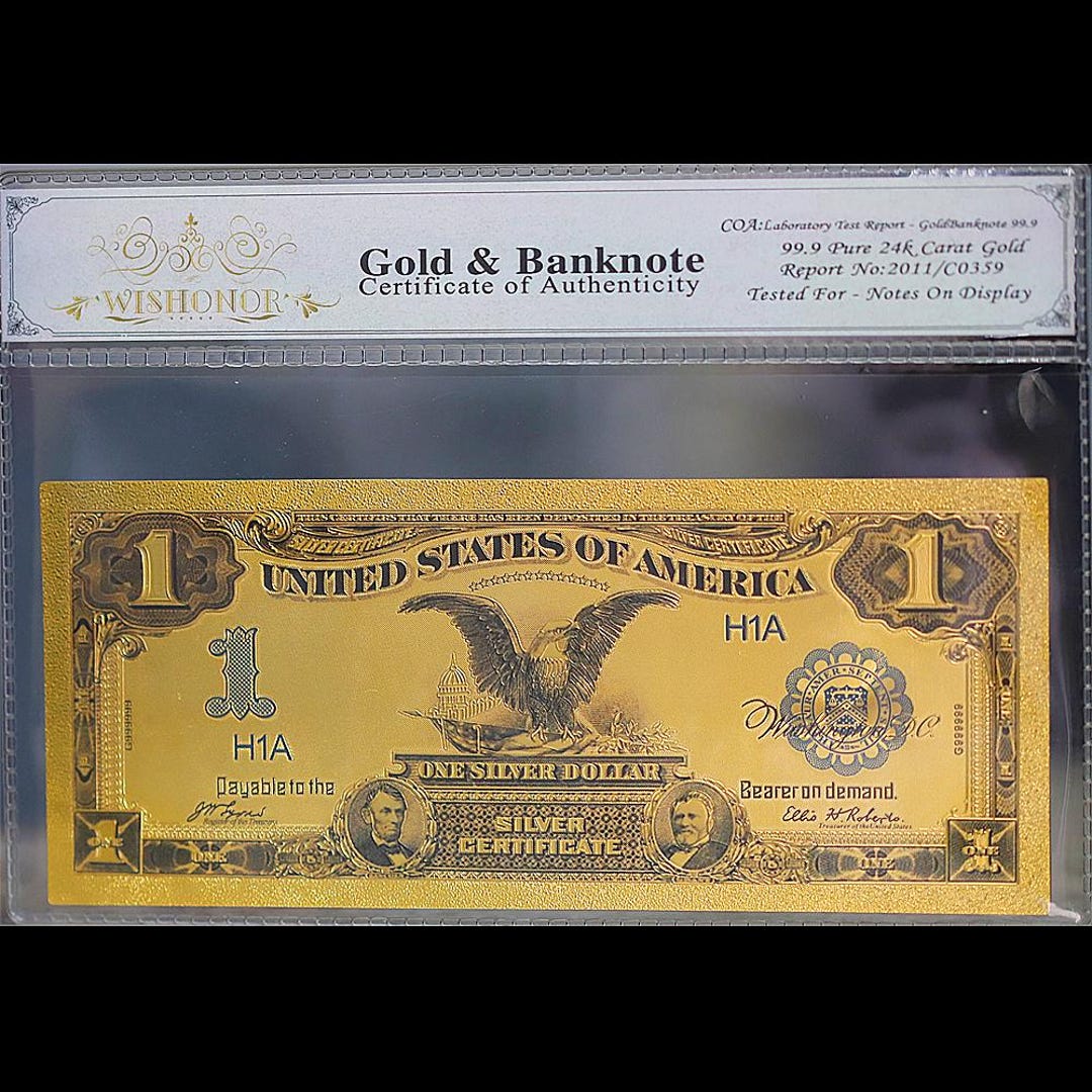 Gold 1899 1 One Dollar Banknote Collectible With Bag & Certificate - Etsy